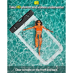 Vacto Waterproof Phone Pouch, IPX8 Waterproof Phone Case, Cell Phone Waterproof Bag, Cellphone Dry Bag Compatible with iPhone 13 12 11 Pro Max XS XR X, Galaxy S22 S21 S20 S10 up to 6.8"(2 Pack) Black