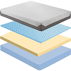 Boyd Sleep Cooling Air Flow Gel Memory Foam Mattress with IceLux Cover, 10" Queen,White