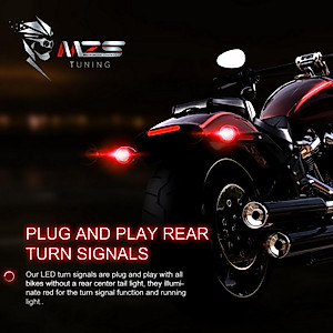 MZS 1157 Turn Signal LED Bulb Running Light Kit, Red Upgraded LED Beads 2" Bullet Style w/Dual Color Front or Rear Compatible For Most Family Motorcycles - Pack of 2