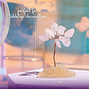 Rose Quartz Bonsai Tree - Crystal Money Tree- Pink Japanese Decor for Bedroom & Office - Promotes Love and Kindness by Kalan