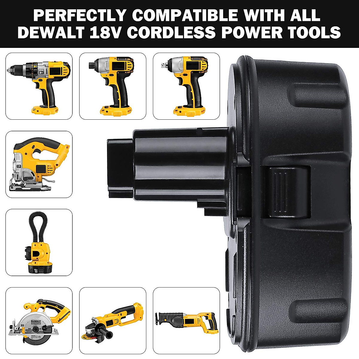 grupeer 2 Pack 4200mAh Replace for Dewalt 18v Battery XRP DC9096 DC9098 DC9099 DW9095 DW9096 DW9098 DE9038 Replacement Fit for All Dewalt 18v Cordless Power Tools