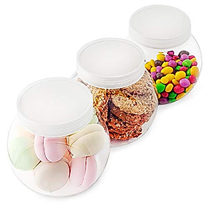 Candy Jar, Candy Jars with Lids, Cookie Jar for Kitchen Counter, Plastic Candy Jars for Candy Buffet and Party Table, Candy Buffet Containers, Cookie Jars with Lids Set, Candy Holder, Clear Plastic Jars with Lids, 3 Pack, 48 oz