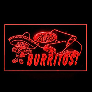 110186 Mexican Burritos Food Restaurant Tacos Cafe Open Display LED Light Neon Sign (12" X 8", 16 Colors By Remote)