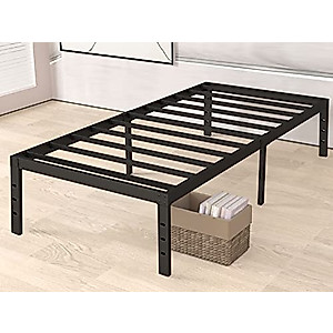 Goltriever Twin XL Bed Frames, 18 Inch High Heavy Duty Metal Frame, 2500Lbs Non-Slip Steel Slats Support Bed Frame with Storage, No Box Spring Needed, Easy Assembly, Black