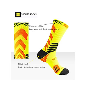 YWSLRC 5 Pairs Men's Athletic Crew Socks Performance Thick Cushioned Sport Basketball Running Training Compression Sock