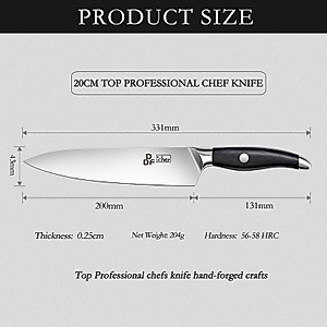 DDF iohEF Chef Knife, Kitchen Knife 8 Inch High Carbon Stainless Steel Chef's Knives Professional Sharp Chopping Knife with Ergonomic Handle for Meat Cutting Cooking