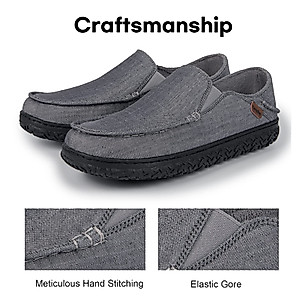 LongBay Men's Moccasin Slippers Cozy Breathable Memory Foam House Shoes for Indoor Outdoor Gray, 11