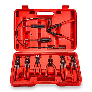 Orion Motor Tech Hose Clamp Pliers, Long Reach Wire Spring Hose Clamp Pliers Remover for Automotive Coolant Radiator Heater and Water Hose with Band Flat or Large Clamps
