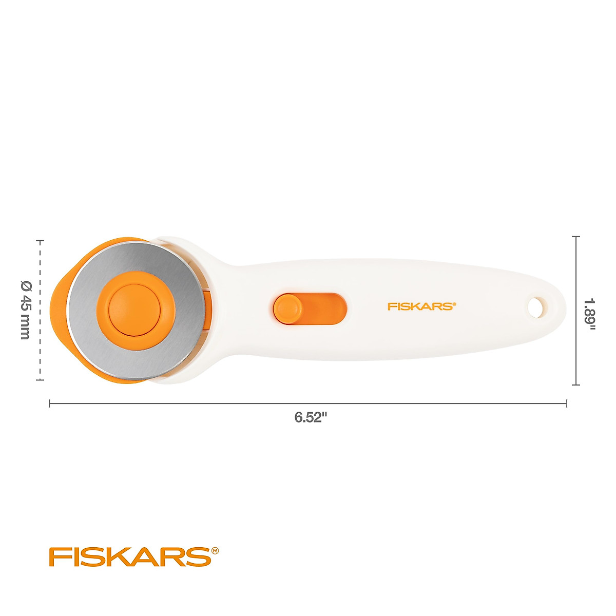 Fiskars 45mm Rotary Cutter for Fabric - Premium Stick Rotary Cutter - Craft Supplies - Crafts, Sewing, and Quilting Projects - White