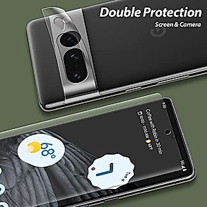 [2 DOME GLASS +1 CAM PACKAGE+ UV Lamp] Whitestone Dome Glass Screen Protector for Google Pixel 7 Pro (2022), Full Tempered Glass Shield with Liquid Dispersion Tech [Bubble free, non slide type installation kit] Screen Guard with Camera Film Protector - 2p