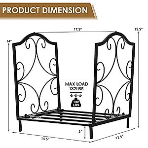 S AFSTAR 1.5Ft/17.5” Firewood Rack Outdoor Indoor, Heavy Duty Firewood Rack Bracket with Elegant Patterns & Raised Legs, Decorative Log Rack Wood Holder, Fireplace Wood Storage Rack, Easy Assembly