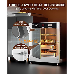 PYY Warming Cabinet 4 Tier 19x19x24 Hot Box Food Warmer for Catering, Countertop Heated Holding Cabinet, Stainless Steel Food Heater Insulated Food Pan Carrier, for Commercial, Kitchen 120V 750W