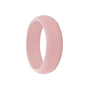 AERA Womens Silicone Wedding Band - Thin, Breathable, Classic Design Rubber Ring (Pink, 7)