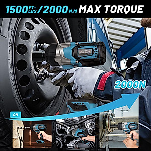 Cordless Impact Wrench 3/4 inch Up to 1500FT-LBS for Makita 18V Battery (No Battery), Electric Impact Gun Cordless with 4 Speed Modes, Battery Powered Impact Wrench for Roadside Assistance,RV