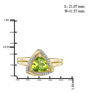 JEWELEXCESS 1.30 CTW Peridot & Accent White Diamonds Ring in 14K Gold Over Silver