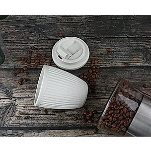 To Go Cup, Double Walled Travel Mug, To Go cup With Lid, Espresso Cup, Portable Cup, Ribbed Cup, Vacation Mug, Anti-Overflow Lid, Aesthetic, Neutral Color, Beige Cup, BPA Free, 8 oz Cups