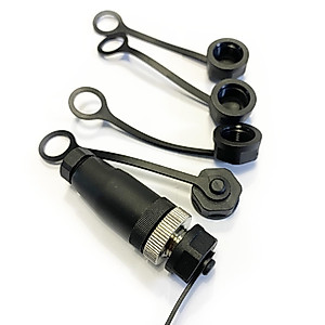 5Pcs M12 Connector Dust Cover for Male Connector, M12 Plastic Protective Cap M12 Black Bolt Covers Screw Caps Assortment Kit for Panel-Mount Sockets