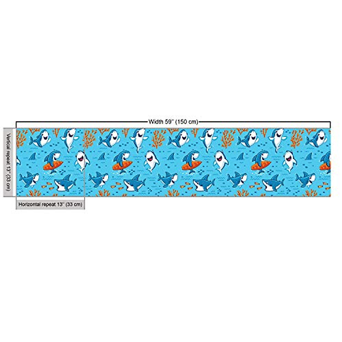 Ambesonne Shark Fabric by The Yard, Underwater Fantasy World with Funny Fish Characters Cheerful Childish Mascots, Decorative Fabric for Upholstery and Home Accents, 1 Yard, Orange White