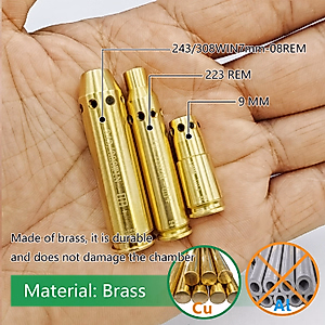 ARKSight Hunting BoreSighter for 223/9MM/243/308/7mm-08REM Cal, Red Dot Brass Chamber Bore Sight Kit for Rifle Scopes and Handgun