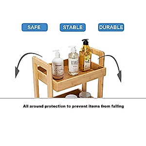 PELYN 3-Tier Storage Shelves, Bamboo Shelving Unit Storage Racks for Livingroom Bathroom Kitchen Office Garage