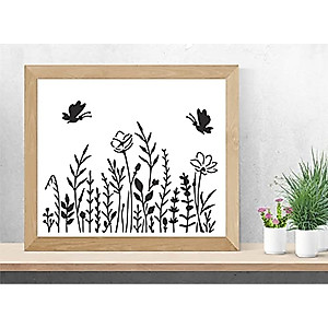 Wild Flower Stencils for Painting 11X8.3" Large Flower Stencil for Walls Leaf Cherry Blossom Vine Stencils Reusable Drawing Stencils for Painting on Wood Wall Canvas Furniture Card