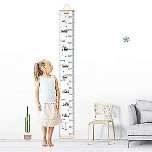 Smlper Growth Chart for Kids,Child Height Chart Ruler for Wall,Wood Frame Fabric Canvas Height Measurement Ruler for Kids Nursery Room,Removable Wall Decor 79"x7.9"
