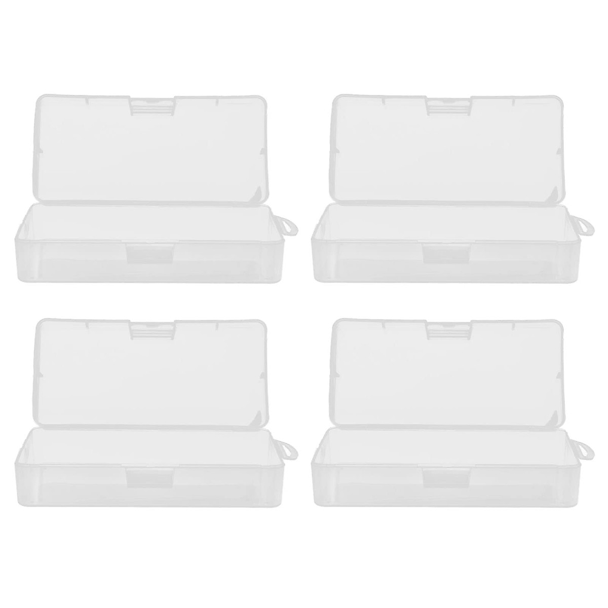 4 Packs Small Plastic Boxes,Clear Plastic Storage Container Bins with Latching Lids,Stackable Craft Box Containers for Craft Supplies and Little Bits,Organizing Container for Home, Office
