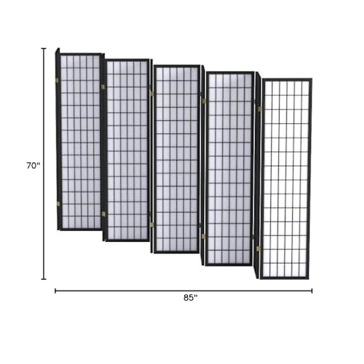 SQUARE FURNITURE Panel Shoji Screen Room Divider 3-10 Panel (10 Panel, Black, White, Cherry, Natural)