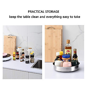 Lazy Susan Turntable Spice Rack Kitchen Cabinet Organizer Stainless Steel Spinning Storage Container Organization Tray for Corner Cabinets, Pantry, Tabletop, Shelf, Countertop (12")