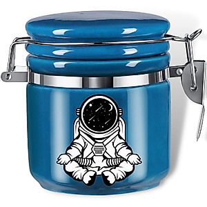 Smell Proof Jar Half Oz (250ml), Ceramic Smell Proof Containers, Stash Jar with Clamp Lid - Double Sealed Airtight Jar, Separate Space for Humidity Pack To Keep Herbs, Spices Fresh For Months - Blue