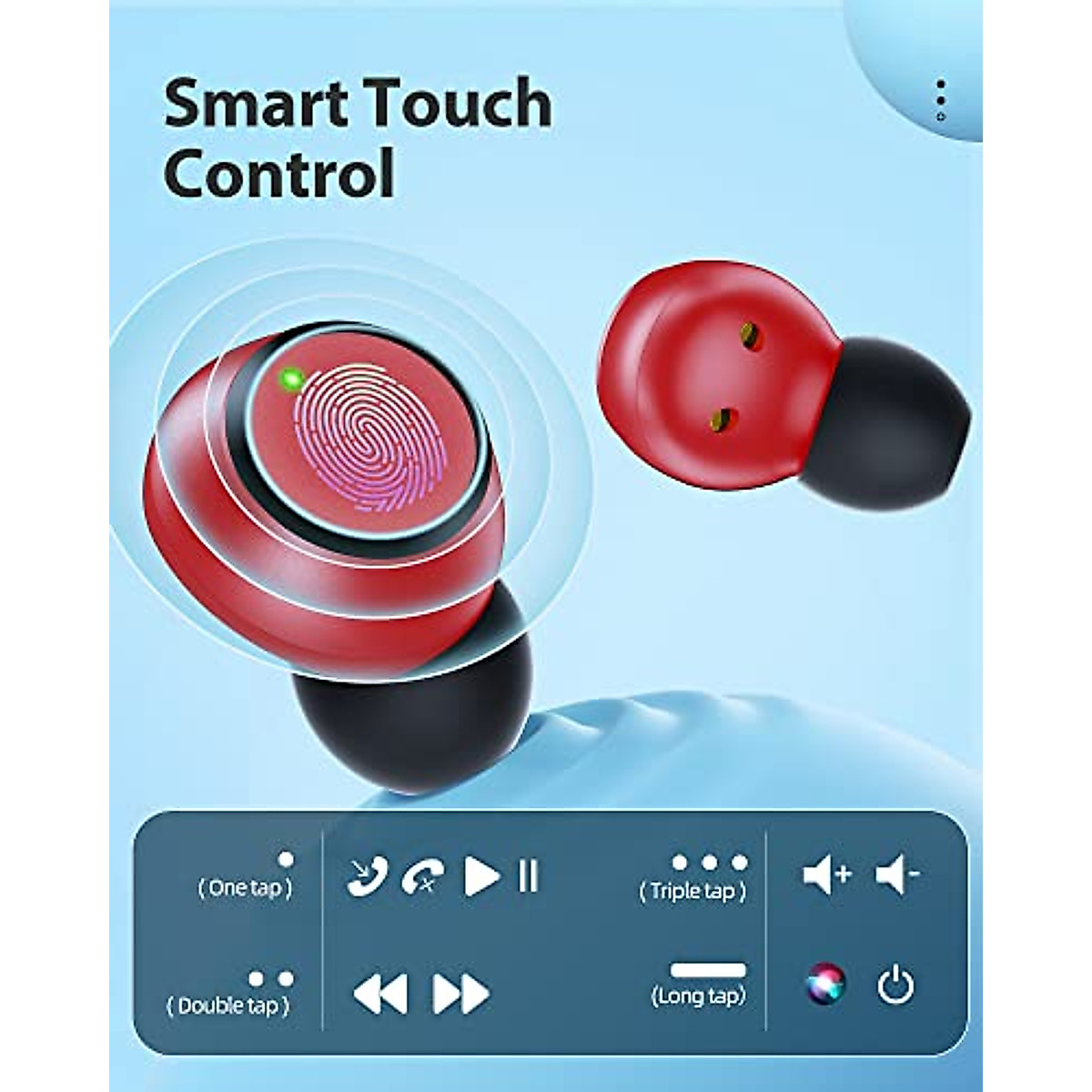 Wireless Earbuds Upgraded 5.3 Headphones with LED Power Display Charging Case IPX7 Waterproof Ear Buds in-Ear Earphones with Microphones for Android Gaming PC Computer Laptop TV Sport Music