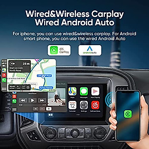 10.1 Inch 5G WiFi (2G Ram 32G ROM) Car Stereo for Chevy Silverado/GMC Sierra 2014-2018 with Carplay Android Auto, Support 48EQ Mirroring Airplay Backup1080P SWC