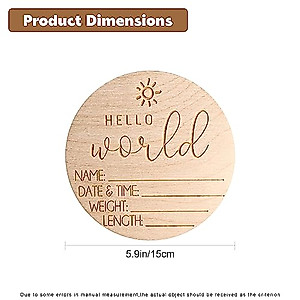 Baby Announcement Sign | Birth Announcement Sign | Hello World Newborn Sign | Perfect Photo Prop - Hospital & Home | Keepsake Baby Name Sign | 1-Piece Set | Wooden Material