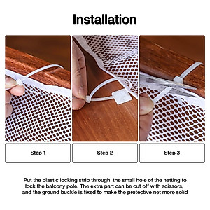 FlyLemon Child Safety Net,15ft×3ft Flexible Banister Guard, Railing Safety Net for Stairs, Balcony Safety Net for Baby Pets Cats Toys