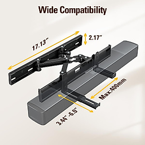 Mounting Dream Universal Soundbar Mount, Sound Bar Bracket Extends 3'' to 7.3'' for Easy Cable Access, Soundbar Wall Mount for Samsung, Sony, Bose, LG, Vizio & More Soundbars up to 17.5LBS