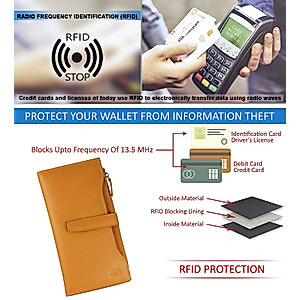 Mou Meraki Women RFID Blocking Real Leather Bifold Wallets For Women-Shield Against Identity Theft (Yellow)