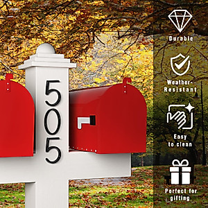 5 Inch Floating House Number 3, VONDERSO Black Metal Modern Outdoor Address Sign for Yard Street and Mailbox, Zinc Alloy Solid Address Numbers and Letters with Exquisite Drawing Process