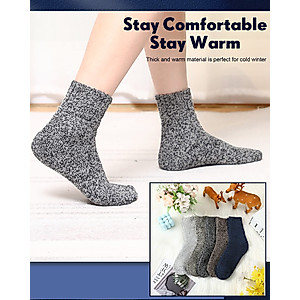 JaGely 20 Pairs Women Knit Wool Socks Bulk Thick Warm Winter Socks Crew Socks Gifts Women Athletic Socks Hiking Socks Soft Casual Socks