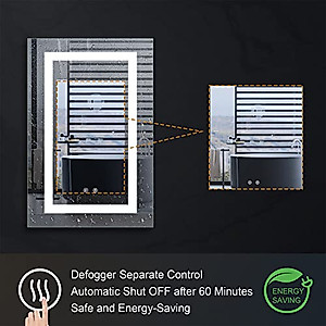 WELLFOR LED Lighted Medicine Cabinet with Defog Mirror, Mirrored Cabinet with Adjustable Shelves, Outlets & USB Ports, Recessed or Surface Bathroom Storage Cabinet, Single Left Opening Door, 20" X 30"