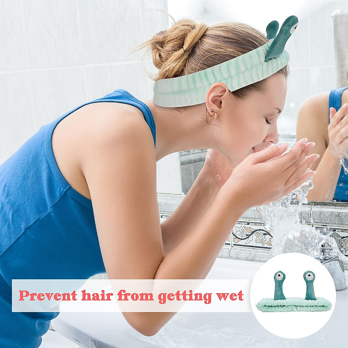 DragonflyDreams Cute Cartoon Snail Headbands, 2 Pack - Coral - Hairband for Washing Face, Skincare Makeup Headbands Women, Soft Microfiber Fleece, Elastic Headband, Hair Accessories for Women