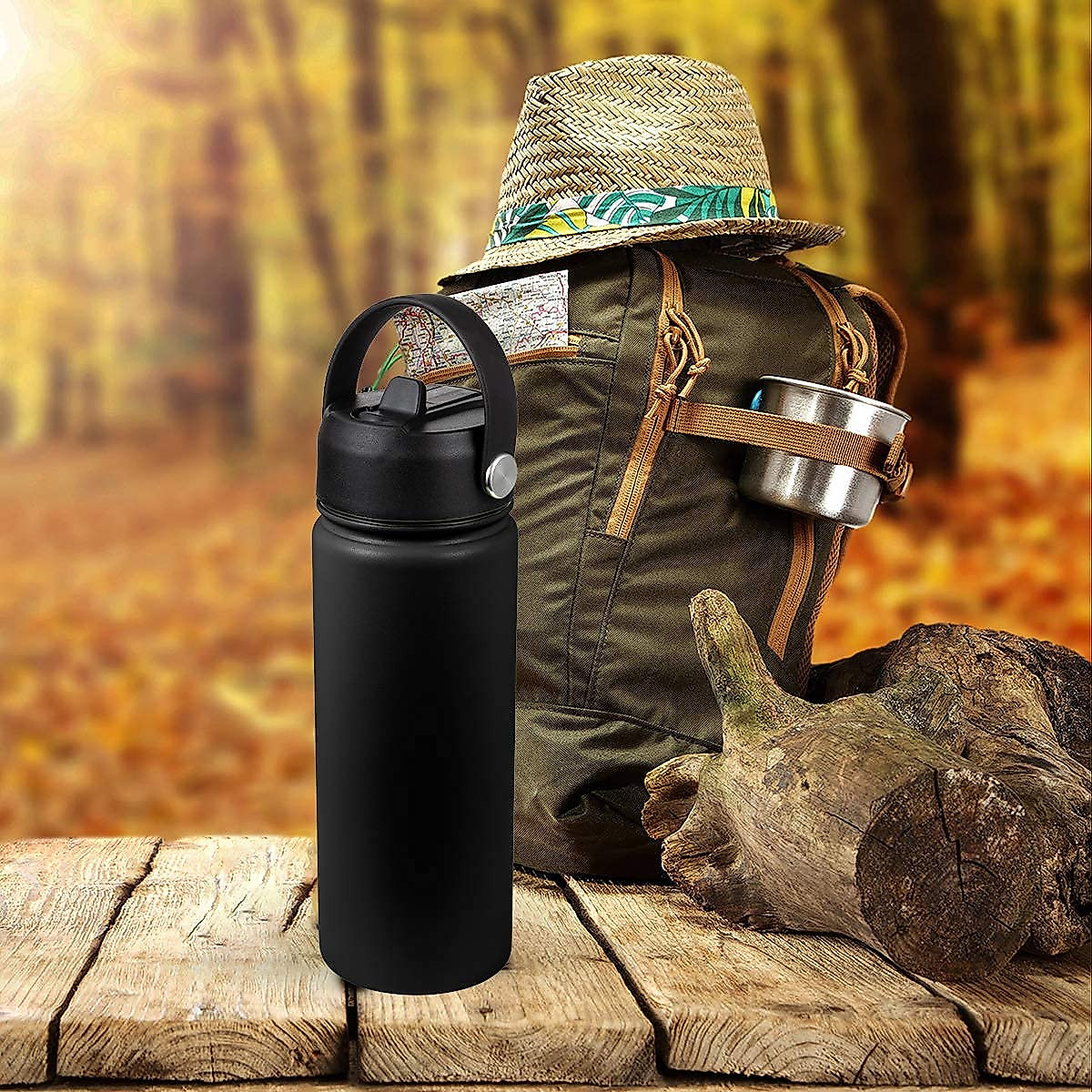 Straw Lid for Hydroflask 12 16 18 20 32 40 oz Wide Mouth,Replacement Straw Cap for Hydroflask,Top Sport Bottle Accessories, Black