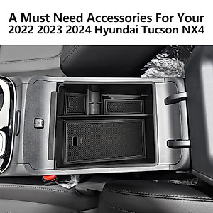 ZCLINKO 2022-2024 Hynudai Tucson Center Console Organizer, Black (Portable, Increases Available Space, Easy Installation Material)