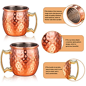 4 Pieces Mini Moscow Mugs 2 oz Mule Shot Glasses for Home, Kitchen, Bar Drinkware (Rose Gold)