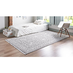 Unique Loom Traditional Classic Intricate Design with Distressed Vintage Detail, Area Rug, 5 ft x 8 ft, Gray/Ivory