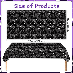 InIsaJace Spider Web Halloween Tablecloth - 3PCS Halloween Tablecloth Plastic Halloween Table Cloth Disposable Rectangle Halloween Table Cover Halloween Party Table Decoration Supplies(108x54 Inch)