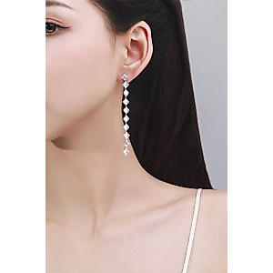 SBLING Platinum-Plated Cubic Zirconia Drop Earrings- Gifts for Women