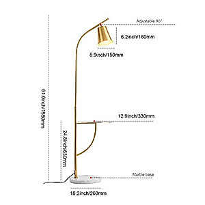 Hsyile Lighting KU300214 Creative Bedroom & Living Room Floor Lamp with a Table,Office and Reading Light - E26 Bulb - Brushed Antique Brass Finish