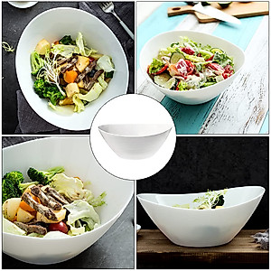 YARDWE White Pasta Serving Bowls Boat Shaped Bowl Toughened Glass Salad Bowl Heat Resistance Soup Bowl Small Side Dishes for Dessert Ice Cream