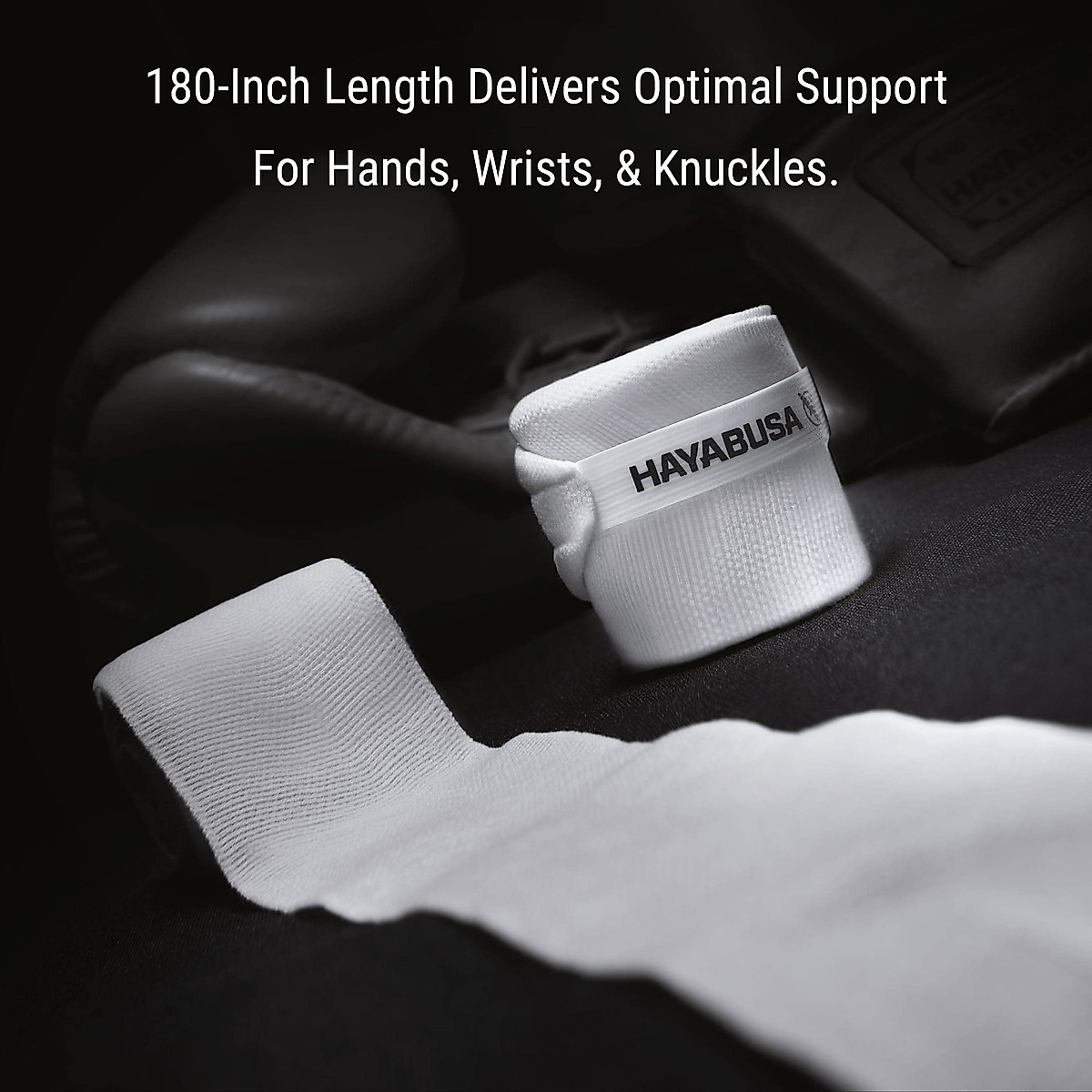Hayabusa Gauze Boxing Hand Wraps for Men and Women Starter Thumb with Loop Hook & Loop Closure- White, 180 Inches