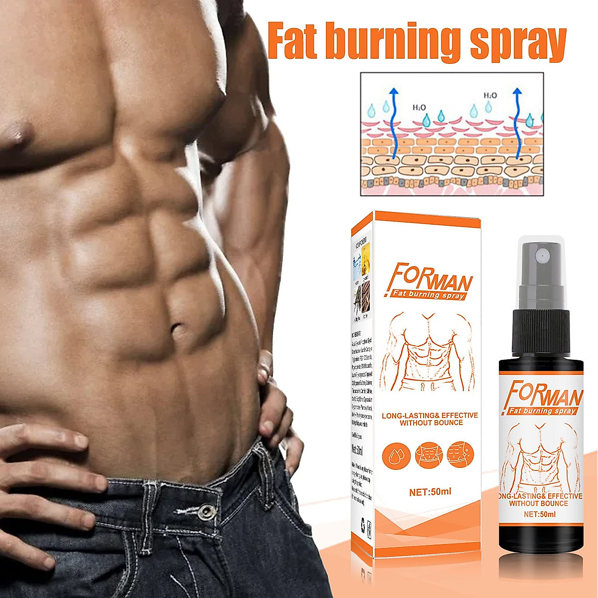 ChestFit Gynecomastia Fat Burner Spray - Chestfit Gynecomastia Heating Balm - Gynecomastia Cellulite Melting Spray - Hot Cream Cellulite Treatment - Chest Belly Fat Remove (3pcs)